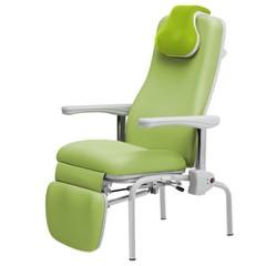 Fauteuil de repos à hauteur avec dossier inclinable et repose-jambes assisté par un vérin à gaz